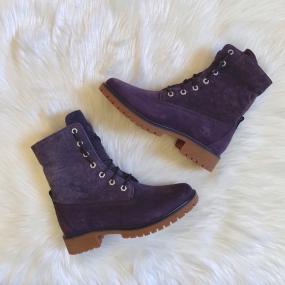 Timberland | Shoes | Timberland Jayne Dark Purple Suede Roll Top Boots ...